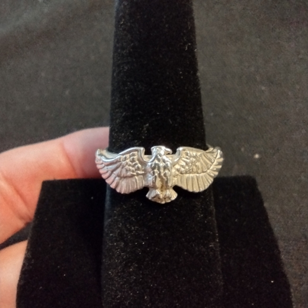 Stamped Sterling Otto Southwest Eagle Ring Size 8 - Gem